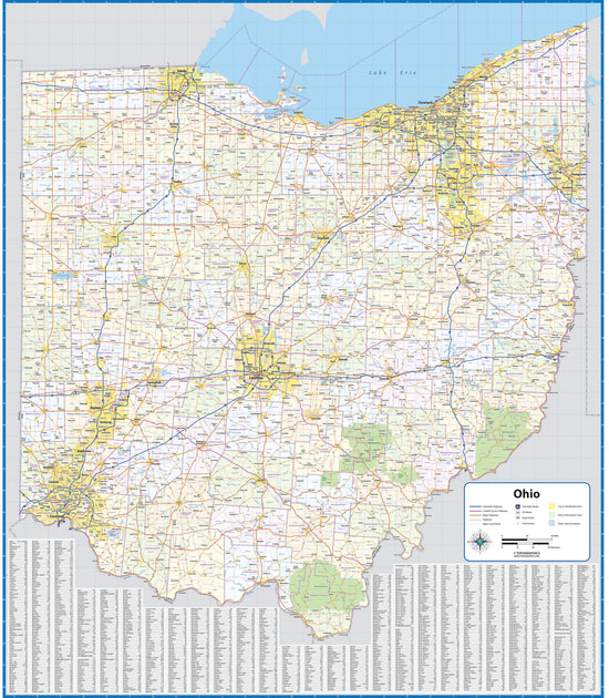 Ohio State Wall Maps – American Map Store