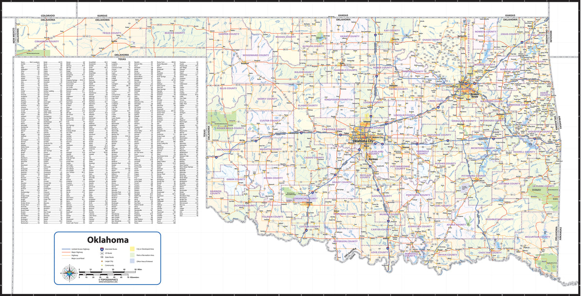 Oklahoma State Wall Map – American Map Store