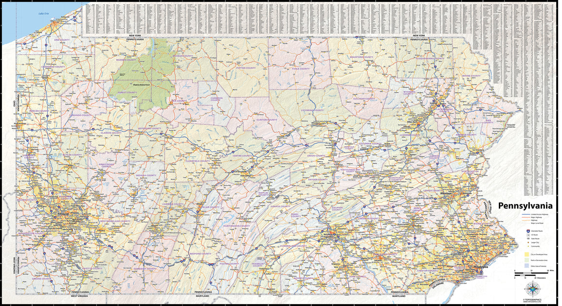 Pennsylvania State Wall Map – American Map Store