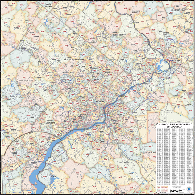Philadelphia Metro Area Zip Code Map – American Map Store