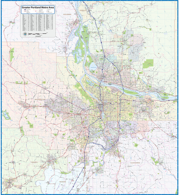 Greater Portland Metro Area Wall Map – American Map Store