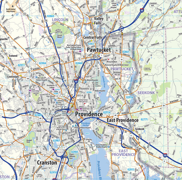 Rhode Island and the Providence Area Wall Map – American Map Store