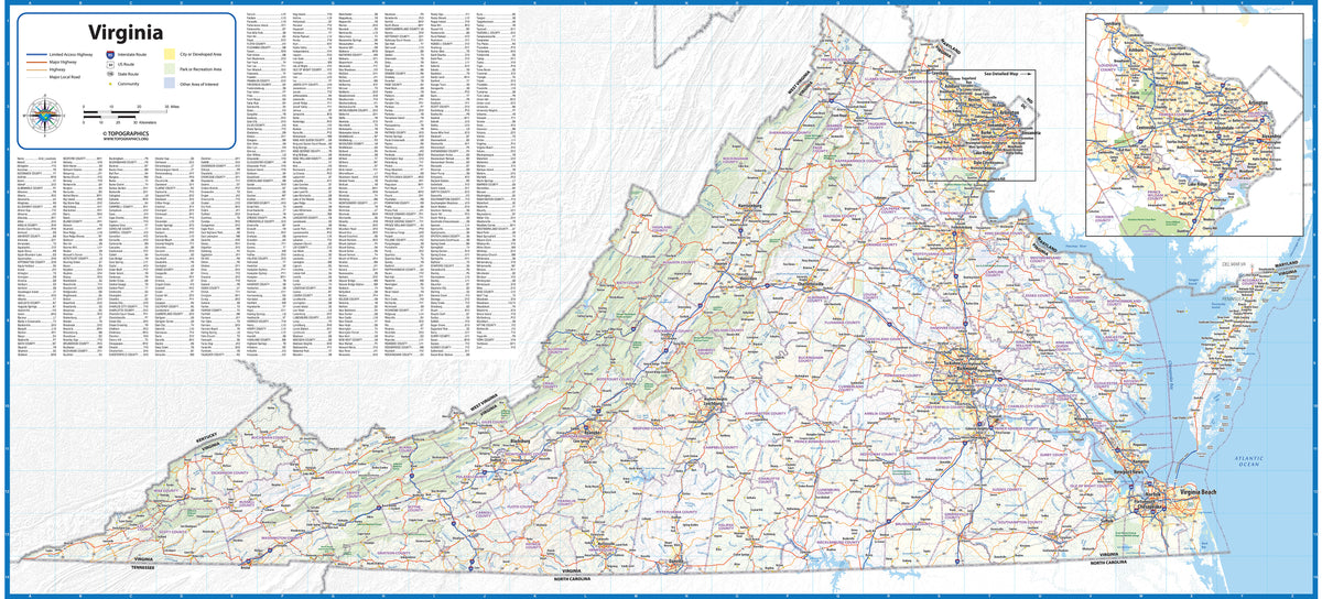 Virginia State Wall Map – American Map Store