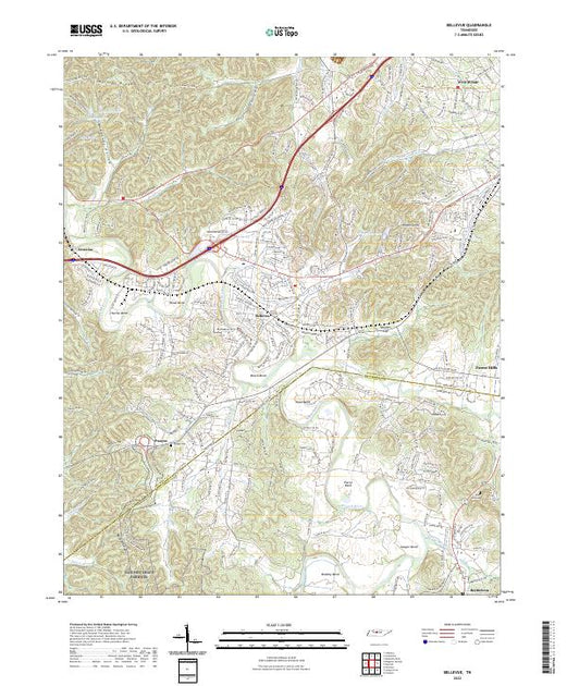 US Topo 7.5-minute map for Bellevue TN – American Map Store