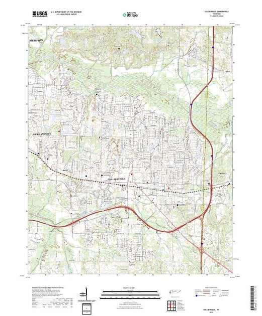 US Topo 7.5-minute map for Collierville TN – American Map Store