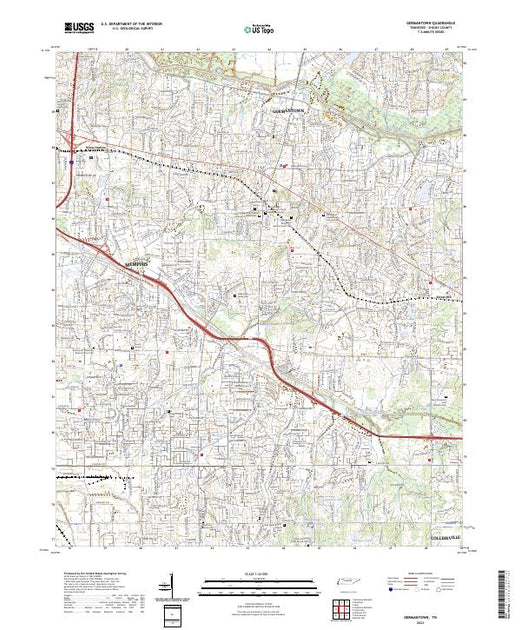US Topo 7.5-minute map for Germantown TN – American Map Store