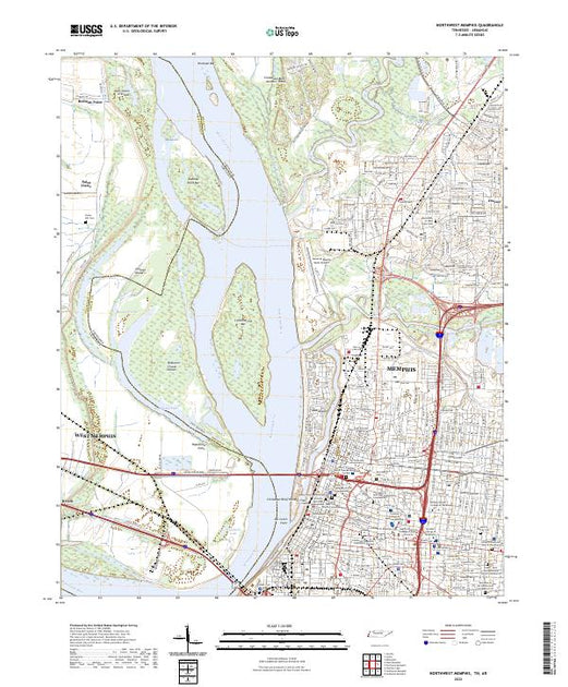 US Topo 7.5-minute map for Northwest Memphis TNAR – American Map Store