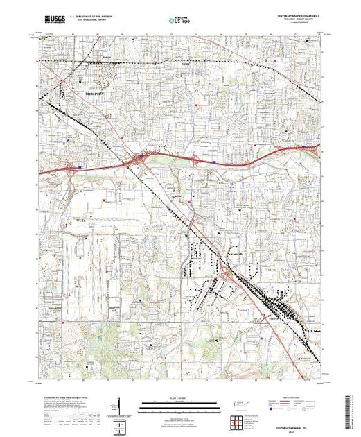 US Topo 7.5-minute map for Southeast Memphis TN – American Map Store