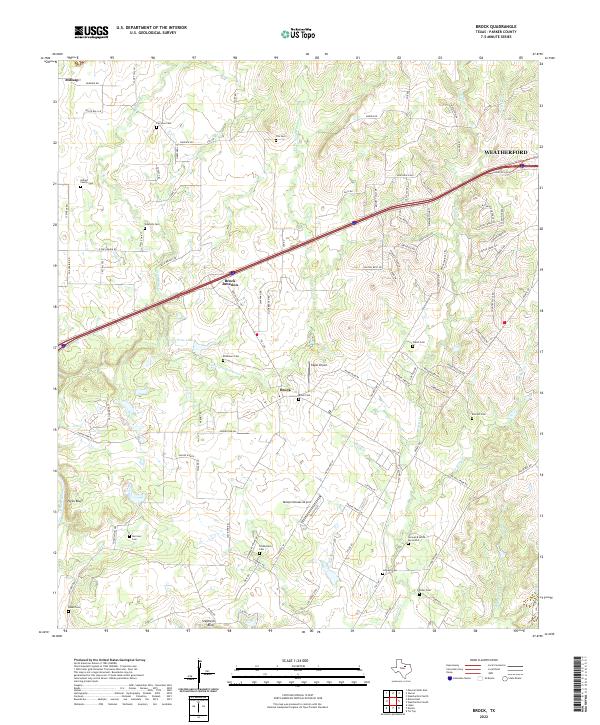 US Topo 7.5-minute map for Brock TX – American Map Store