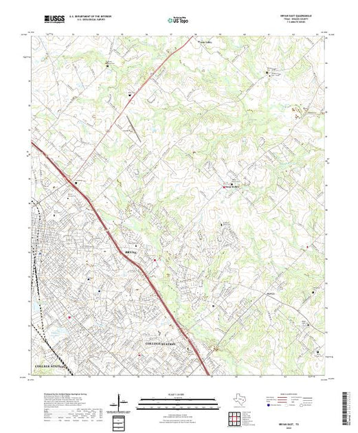 US Topo 7.5-minute map for Bryan East TX – American Map Store