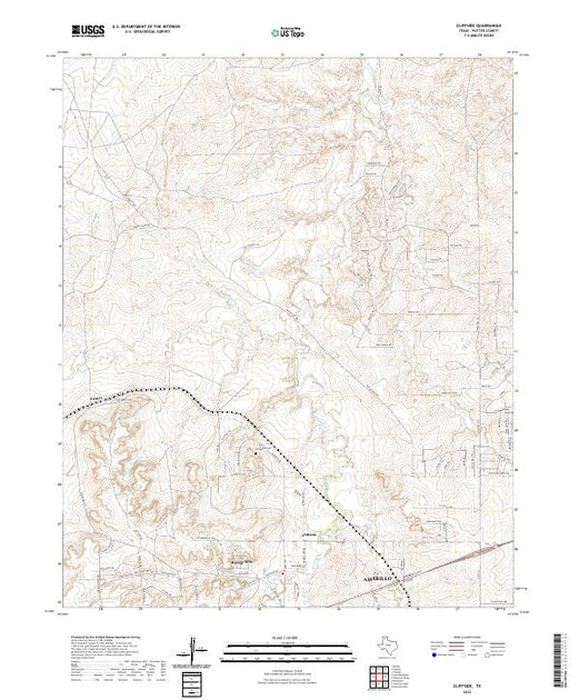 US Topo 7.5-minute map for Cliffside TX – American Map Store