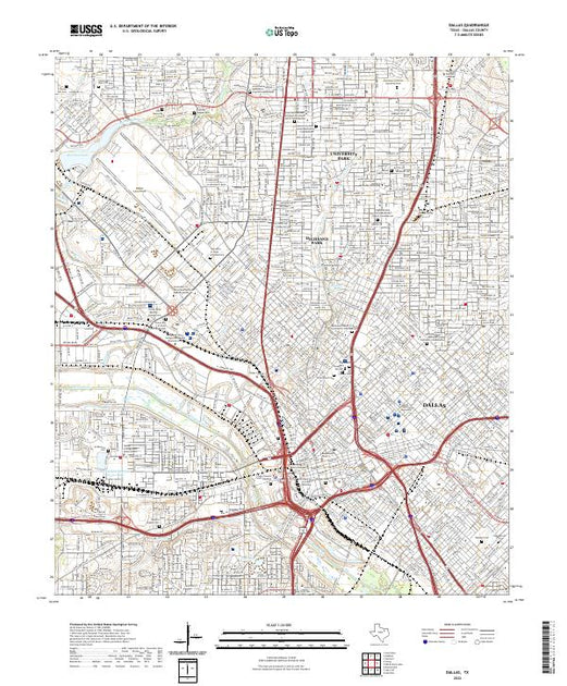 US Topo 7.5-minute map for Dallas TX – American Map Store