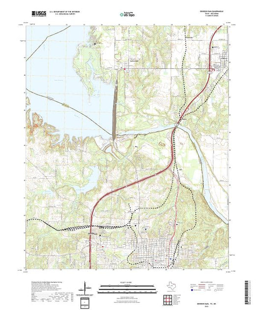US Topo 7.5-minute map for Denison Dam TXOK – American Map Store