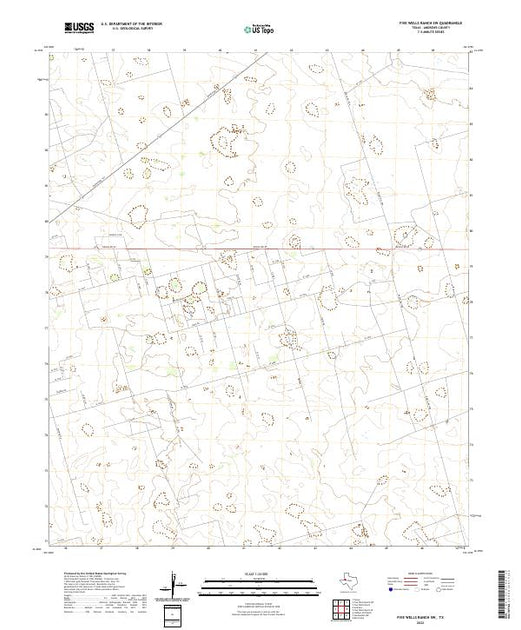 US Topo 7.5-minute map for Five Wells Ranch SW TX – American Map Store