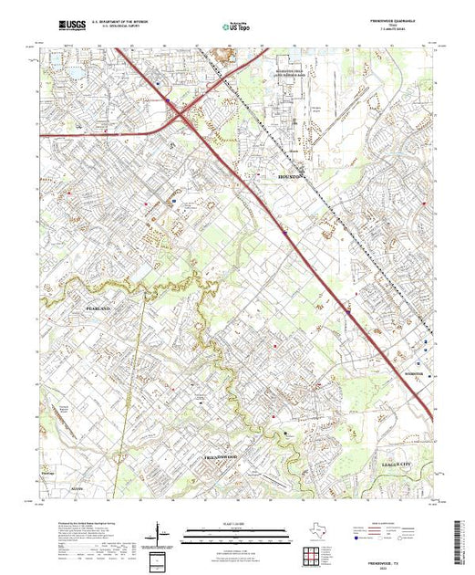 US Topo 7.5-minute map for Friendswood TX – American Map Store