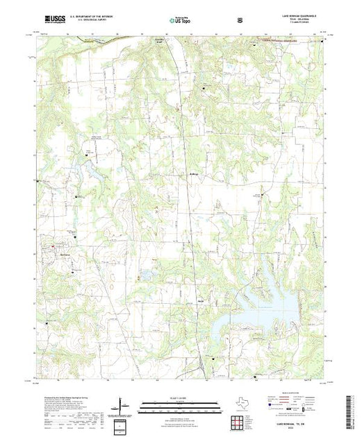US Topo 7.5-minute map for Lake Bonham TXOK – American Map Store