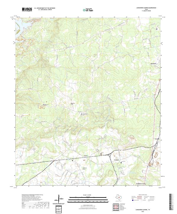 US Topo 7.5-minute map for Longhorn Cavern TX – American Map Store