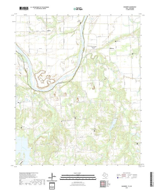 US Topo 7.5-minute map for Mulberry TXOK – American Map Store