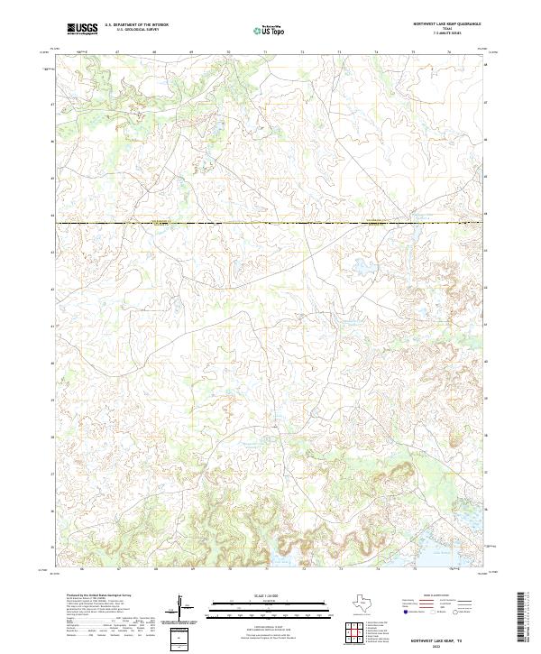US Topo 7.5-minute map for Northwest Lake Kemp TX – American Map Store