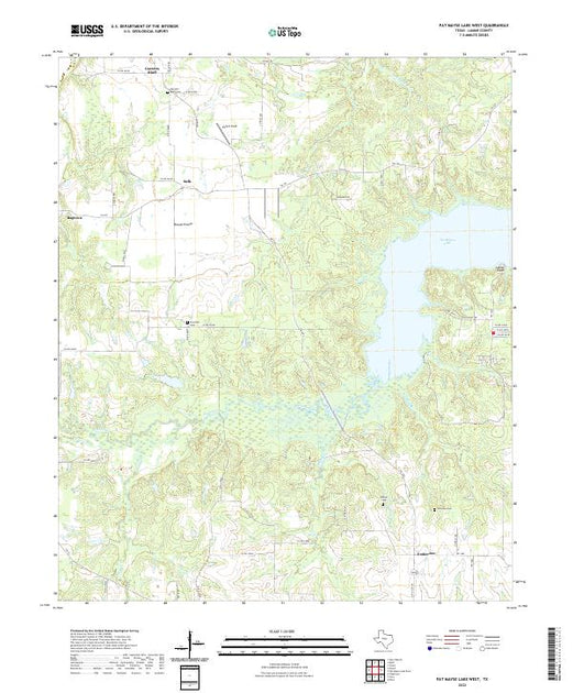 US Topo 7.5-minute map for Pat Mayse Lake West TX – American Map Store