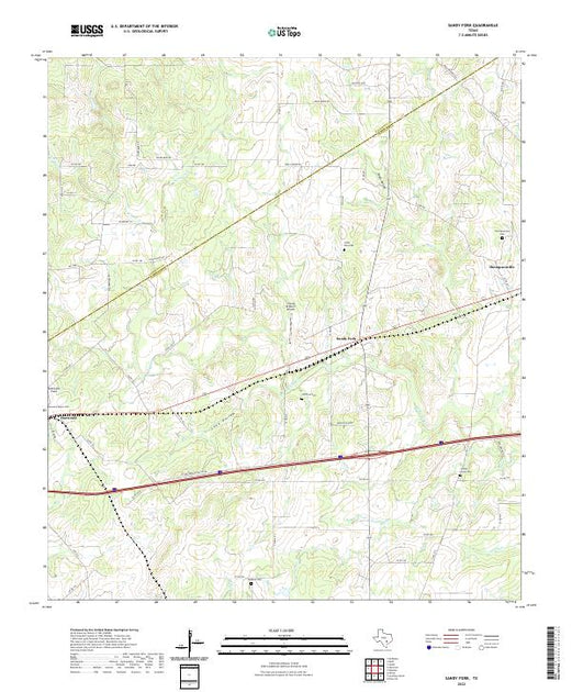 US Topo 7.5-minute map for Sandy Fork TX – American Map Store