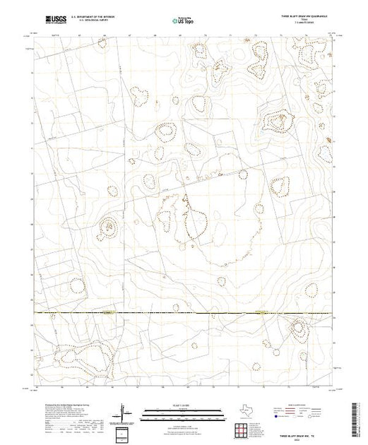 US Topo 7.5-minute map for Three Bluff Draw NW TX – American Map Store
