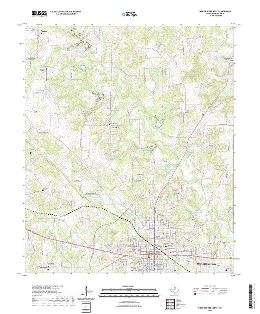 US Topo 7.5-minute map for Weatherford North TX – American Map Store