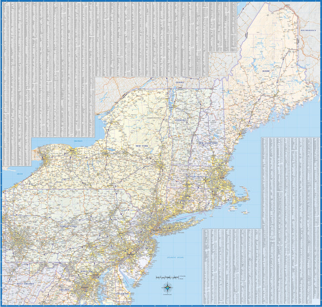 Northeast US Wall Map by Topographic Maps – American Map Store