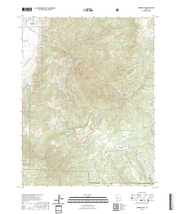 US Topo 7.5-minute map for Monroe Peak UT – American Map Store