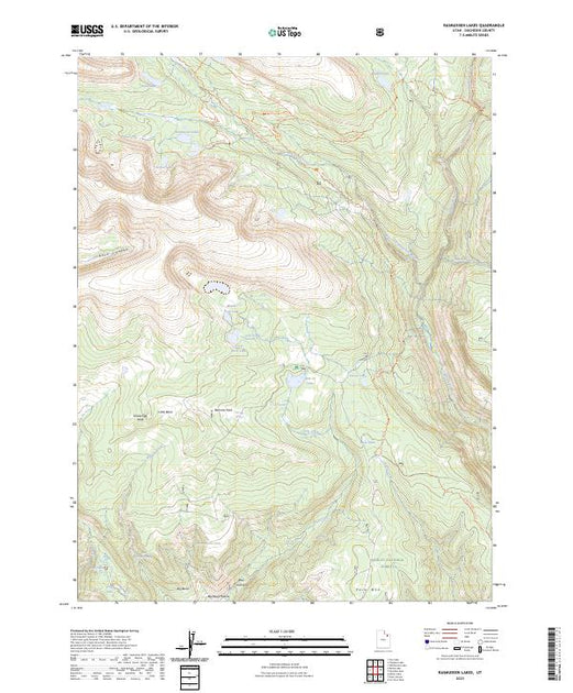 US Topo 7.5-minute map for Rasmussen Lakes UT – American Map Store