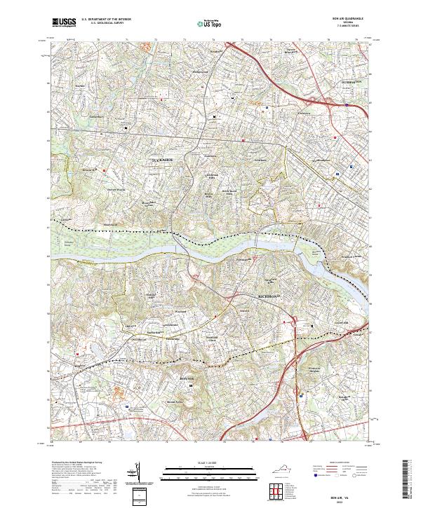 US Topo 7.5-minute map for Bon Air VA – American Map Store