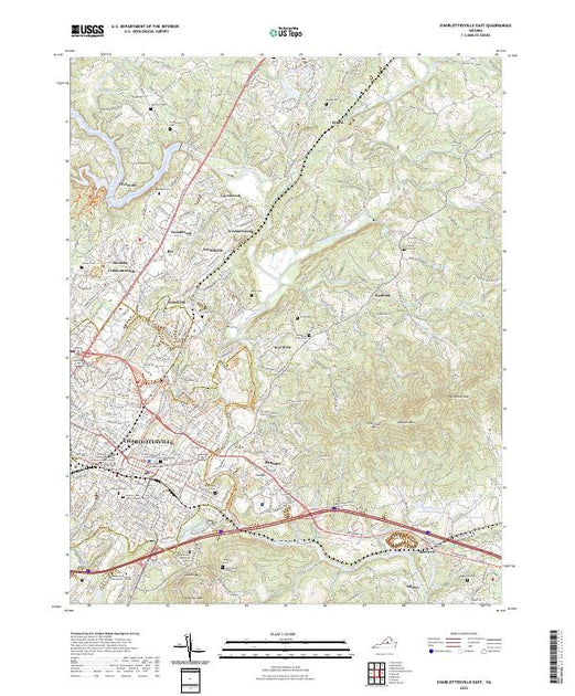 US Topo 7.5-minute map for Charlottesville East VA – American Map Store