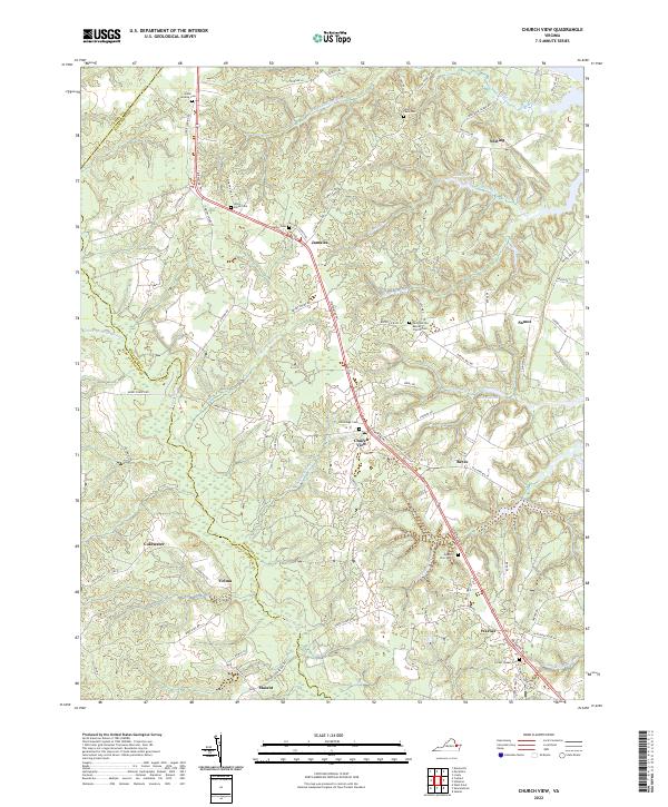 US Topo 7.5-minute map for Church View VA – American Map Store