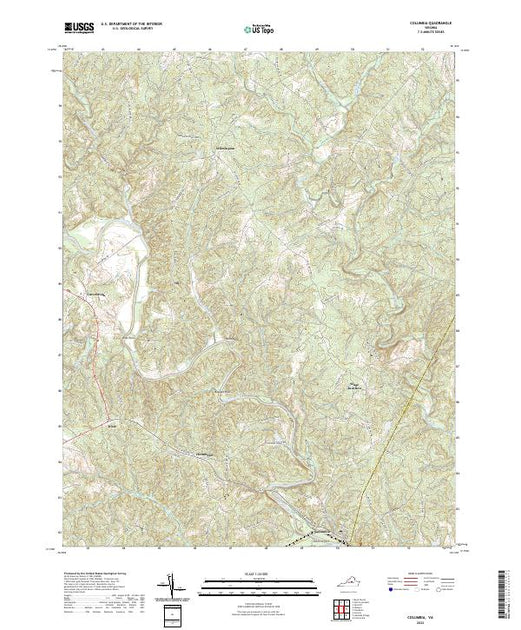 US Topo 7.5-minute map for Columbia VA – American Map Store