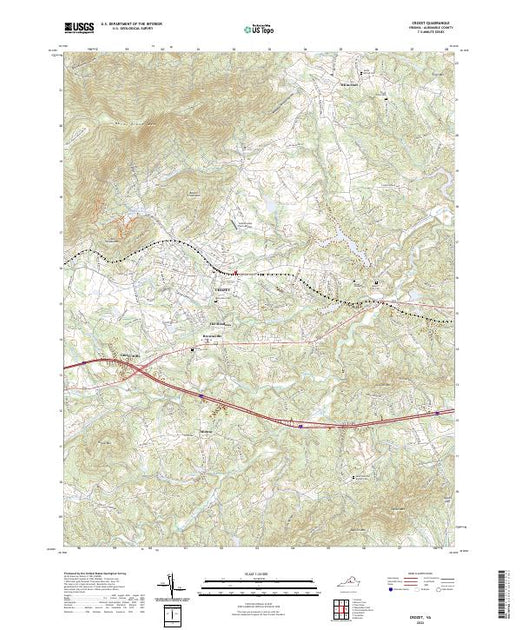 US Topo 7.5-minute map for Crozet VA – American Map Store