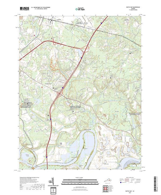 US Topo 7.5-minute map for Dutch Gap VA – American Map Store