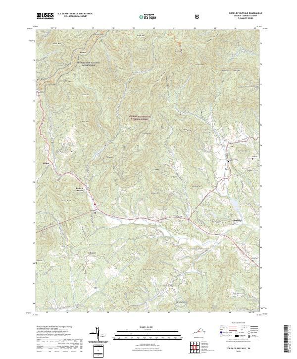 US Topo 7.5-minute map for Forks of Buffalo VA – American Map Store