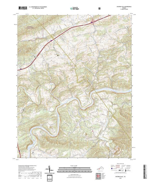 US Topo 7.5-minute map for Fosters Falls VA – American Map Store