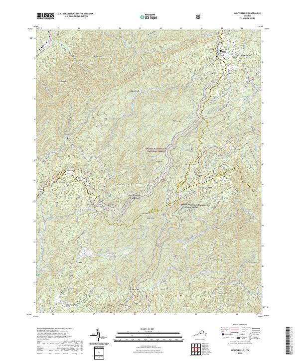 US Topo 7.5-minute map for Montebello VA – American Map Store