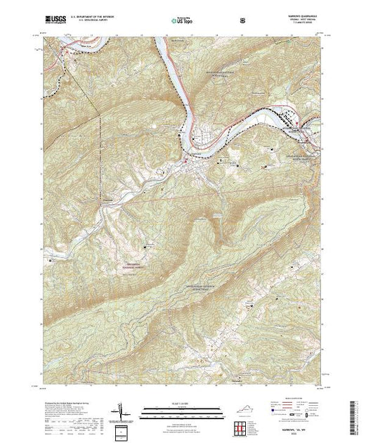 US Topo 7.5-minute map for Narrows VAWV – American Map Store