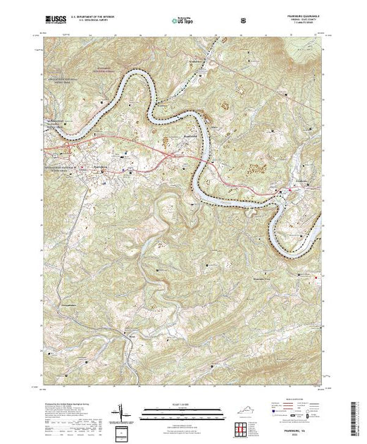 US Topo 7.5-minute map for Pearisburg VA – American Map Store