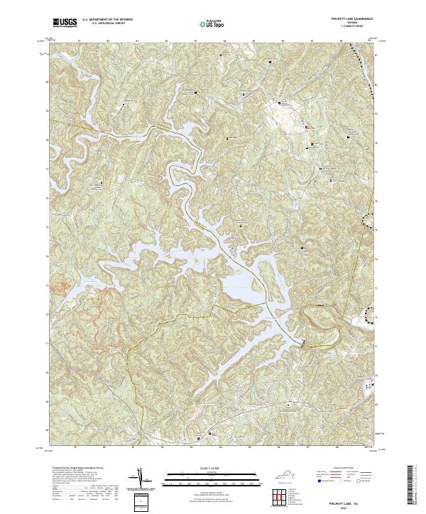 US Topo 7.5-minute map for Philpott Lake VA – American Map Store