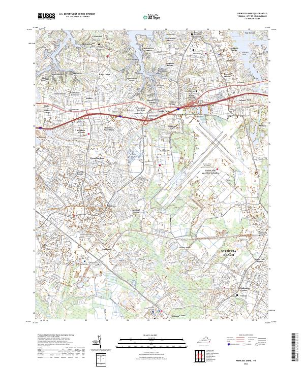 US Topo 7.5-minute map for Princess Anne VA – American Map Store