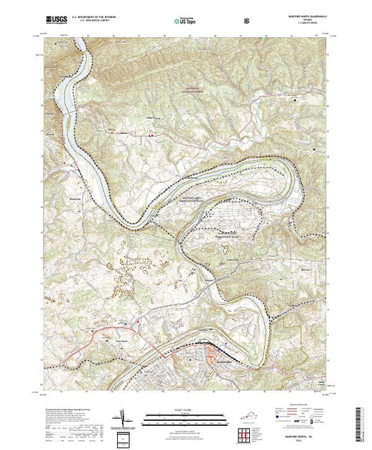 US Topo 7.5-minute map for Radford North VA – American Map Store