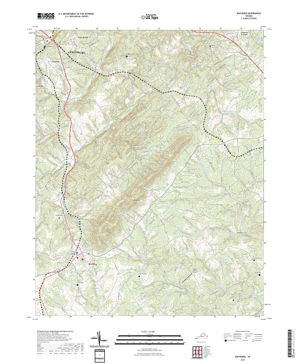 US Topo 7.5-minute map for Rustburg VA – American Map Store