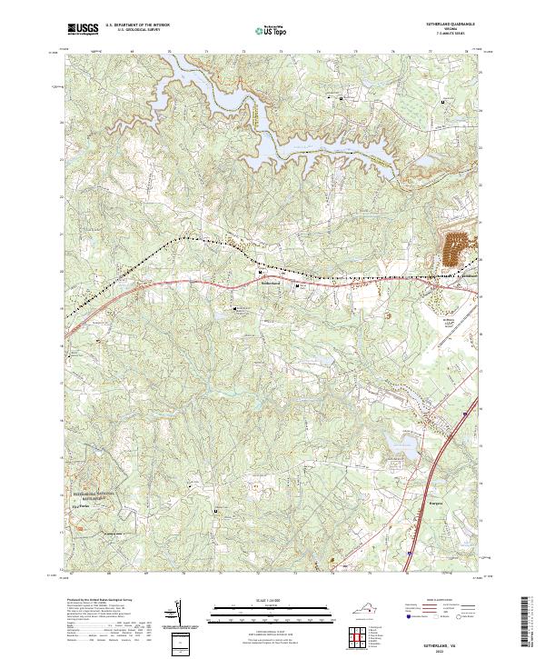 US Topo 7.5-minute map for Sutherland VA – American Map Store