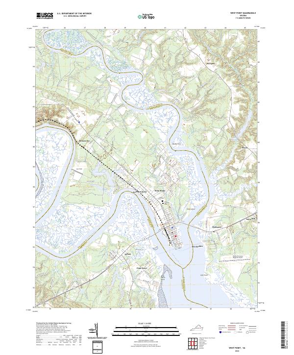 US Topo 7.5-minute map for West Point VA – American Map Store