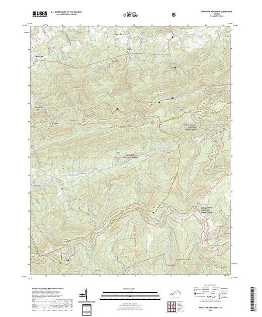 US Topo 7.5-minute map for Whitetop Mountain VA – American Map Store
