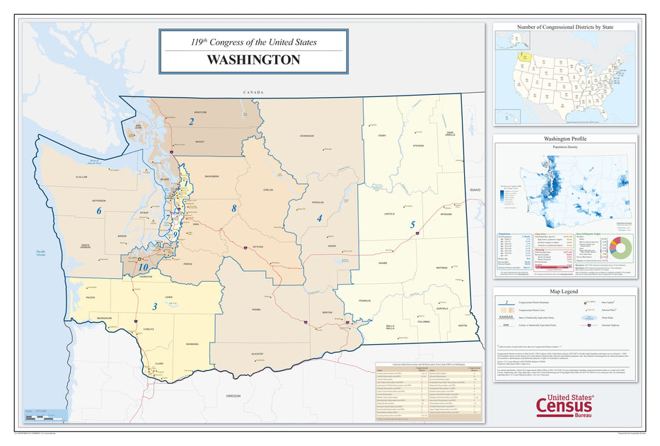 Washington Congressional District Wall Map – American Map Store