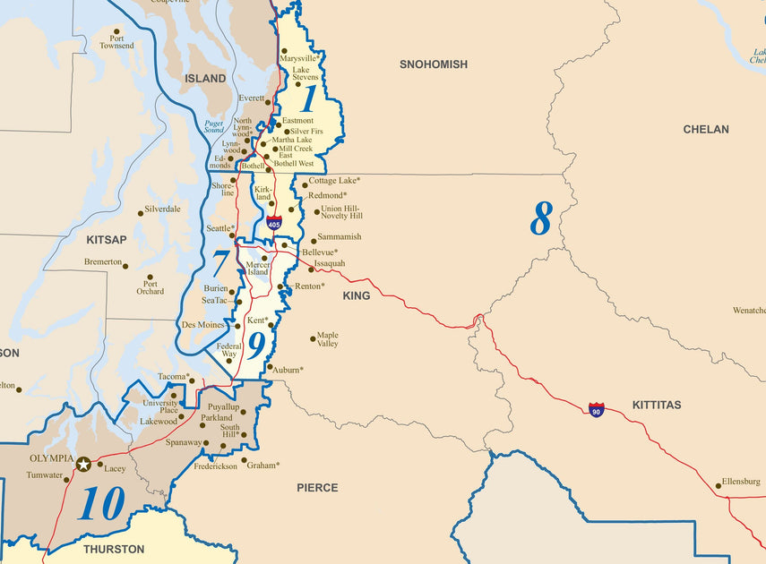 Washington Congressional District Wall Map – American Map Store